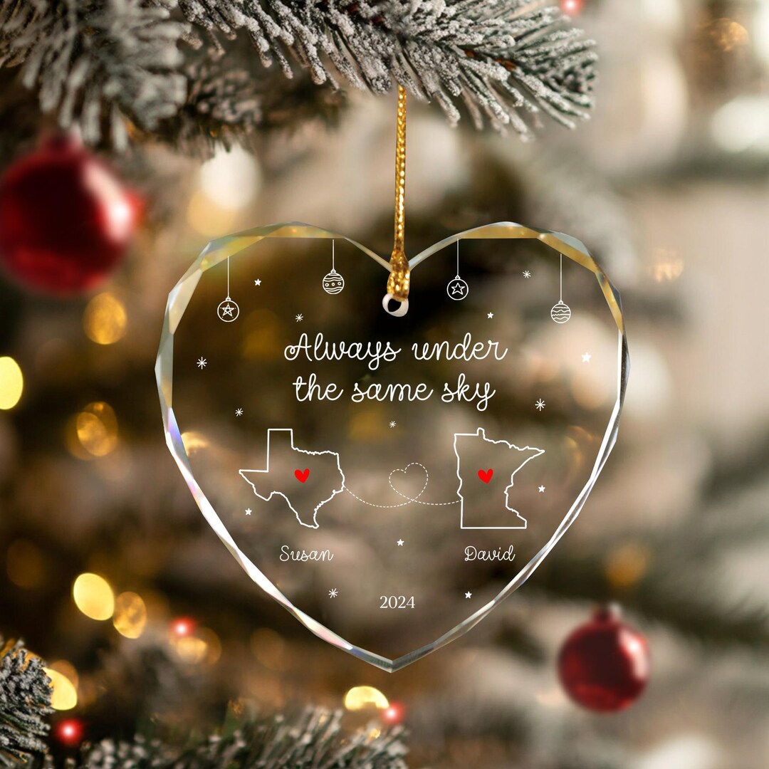Personalized Long Distance Christmas Ornament, Two Countries Map ...