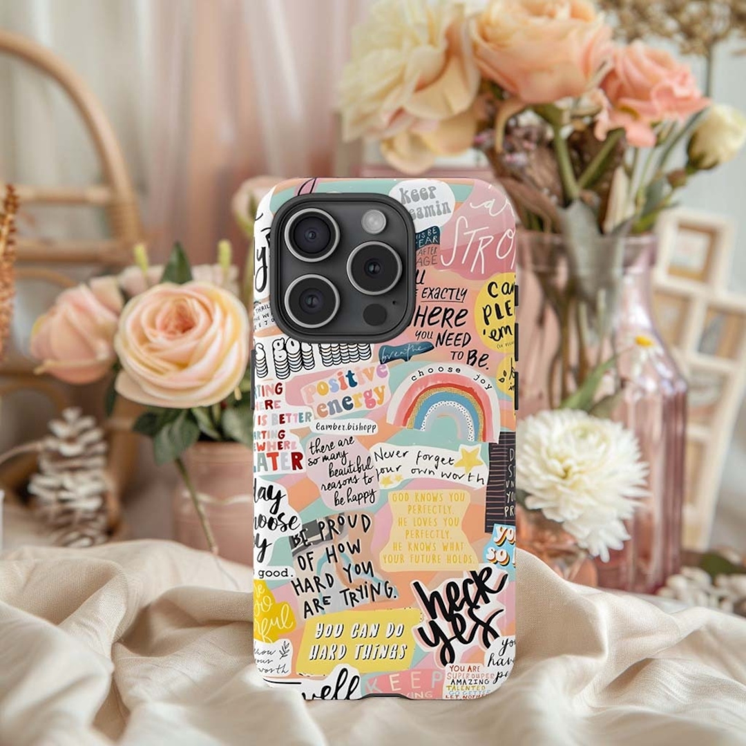 Mindset Phone Case,self Care Affirmations Flowers, iPhone 15 14 13 12 ...