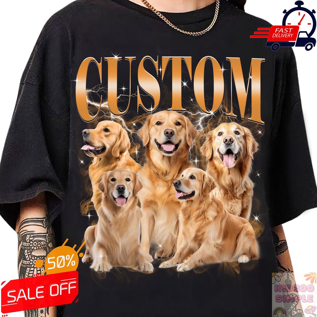 Custom Comfort Colors Vintage Bootleg Pet Photo Shirt, Custom Dog ...