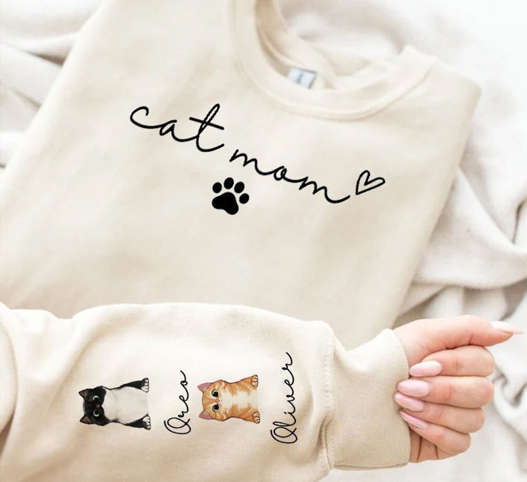 Personalized Cat Mom Sweatshirts, Custom Cat Mom Shirt, Fur Mom Shirts ...