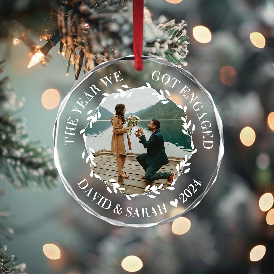 Personalized Just Engaged Photo Valentine Ornament, Year We Got Engaged ...
