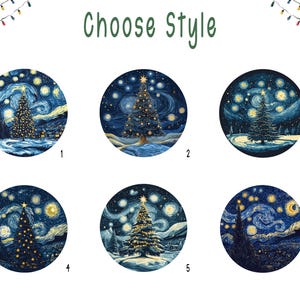 Starry Night Christmas Tree Glass Ornament, Starry Night Acrylic ...