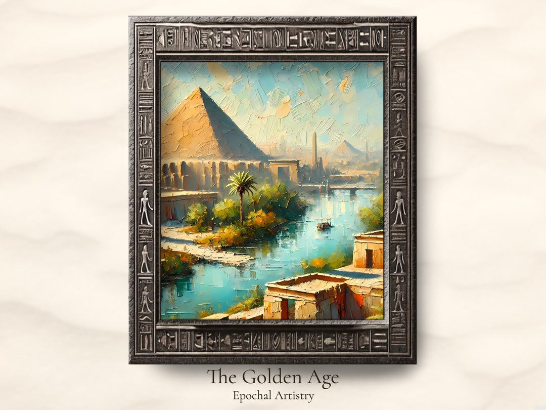 Impasto Ancient Cairo Egypt Landscape Art, Ancient Egypt Giza Pyramids ...