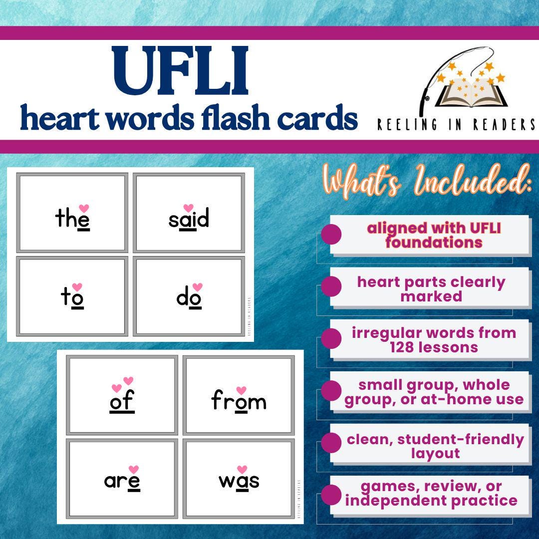 UFLI Heart Words Flash Cards - Etsy