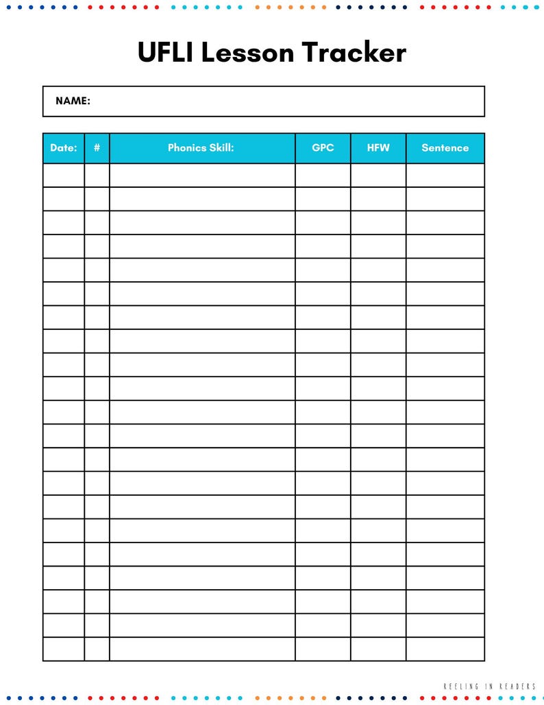 UFLI Lesson Tracker - Etsy