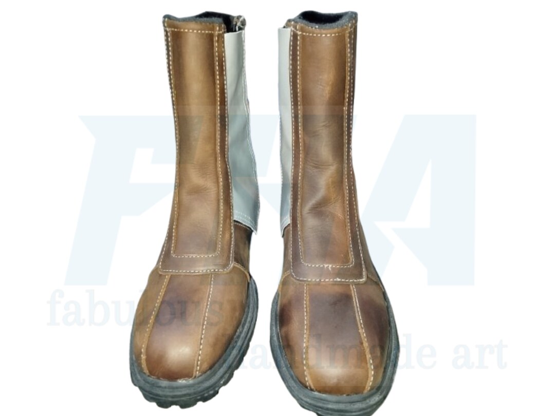 The Mandalorian Custom Mando Boots Star Wars, Brown Distressed Leather ...