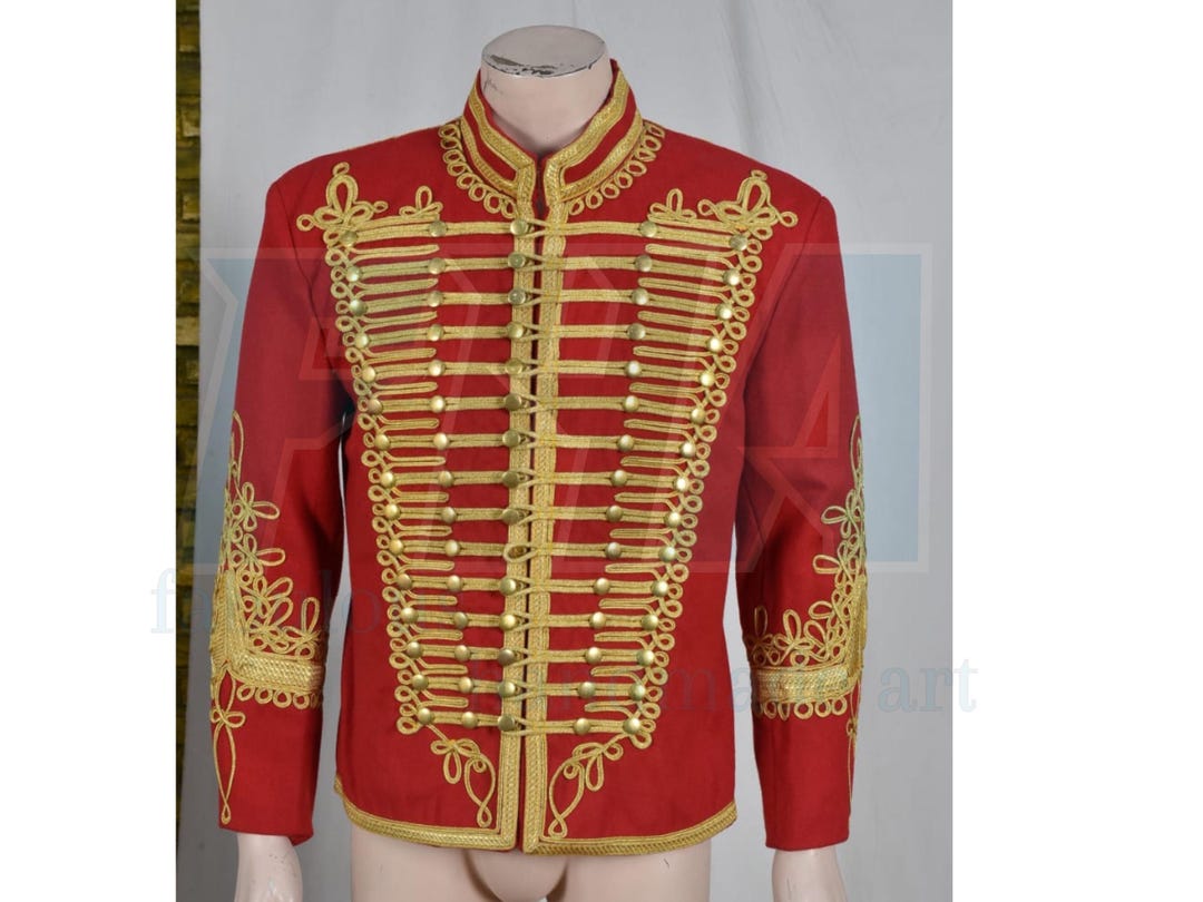 Napoleonic Uniform Military Hussar Jacket Red, Tunic Pelisse Hendrix ...