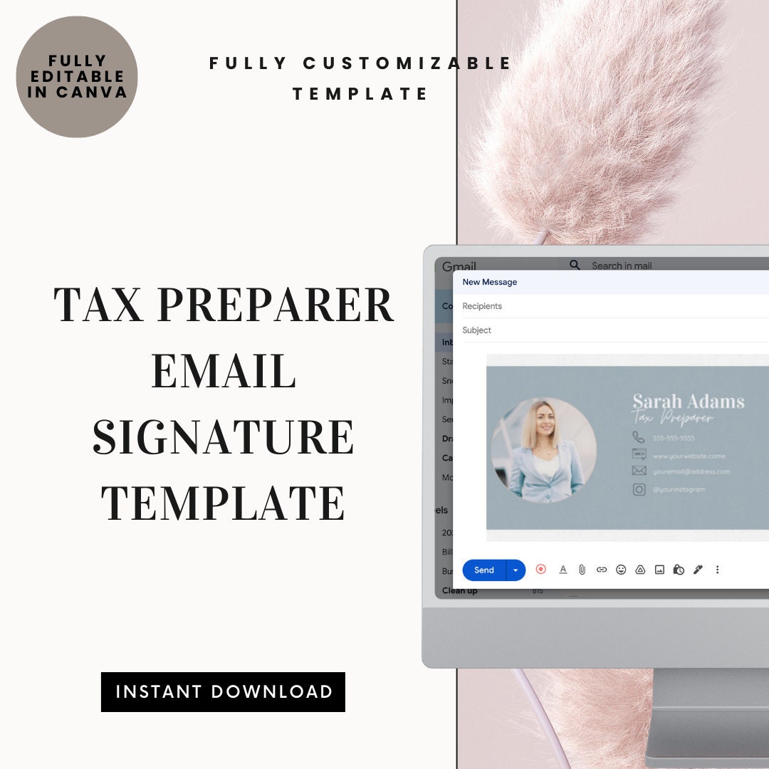 Tax Preparer Email Signature Template Digital Fully Editable in Canva ...