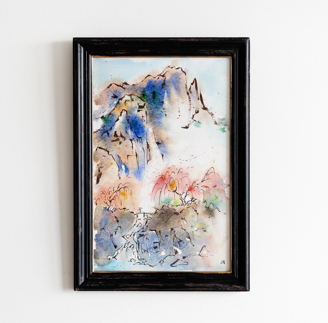 Chinese Bridge in Mountains Landscape. Adan Cespedes Original Chinese ...