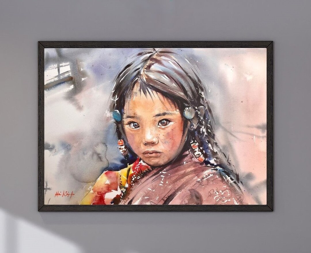 Himalayan Girl Portrait. Adan Cespedes Original Watercolor Painting - Etsy