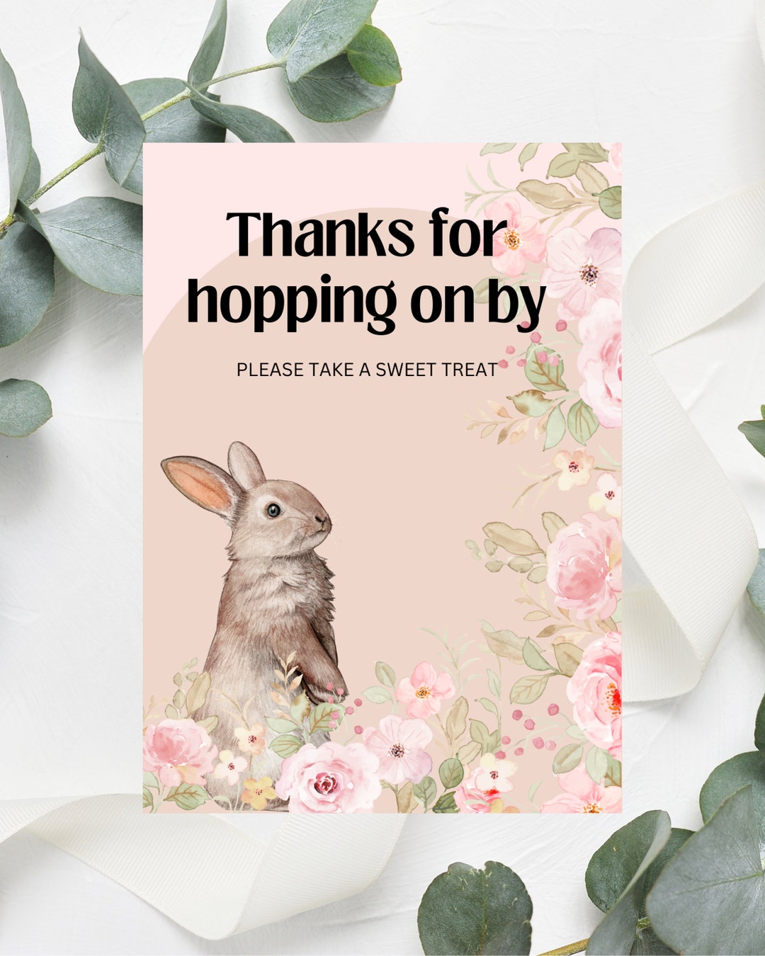 Thanks for Hopping by Bunny First Birthday Poster - Etsy