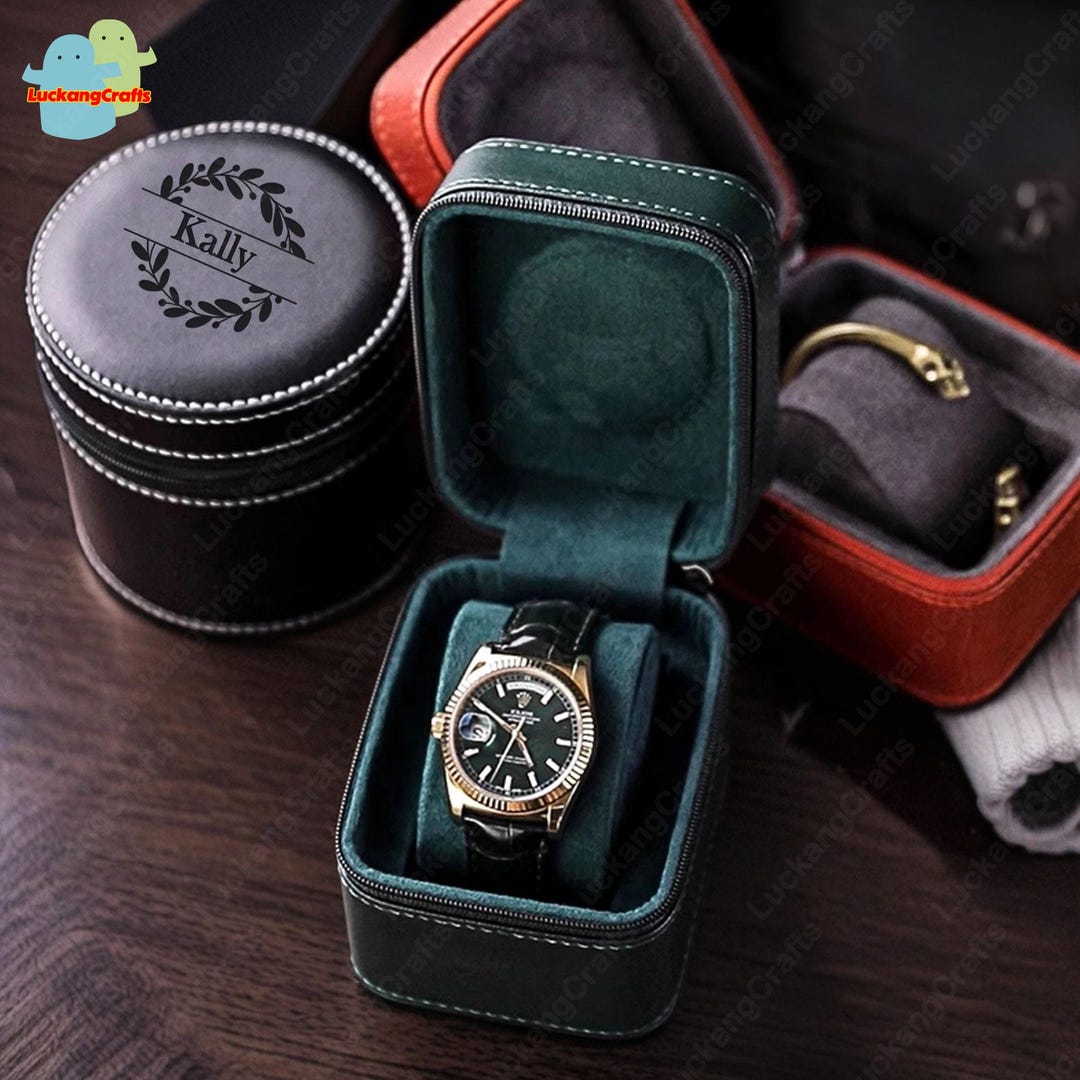 Personalized Leather Watch Box, Custom Name Watch Case, 4 Colors Travel ...
