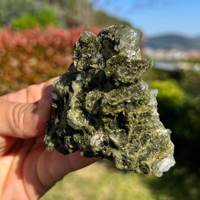 Forest Epidote Quartz Crystal Mini Minerals Stone raw Rock Stone-high ...