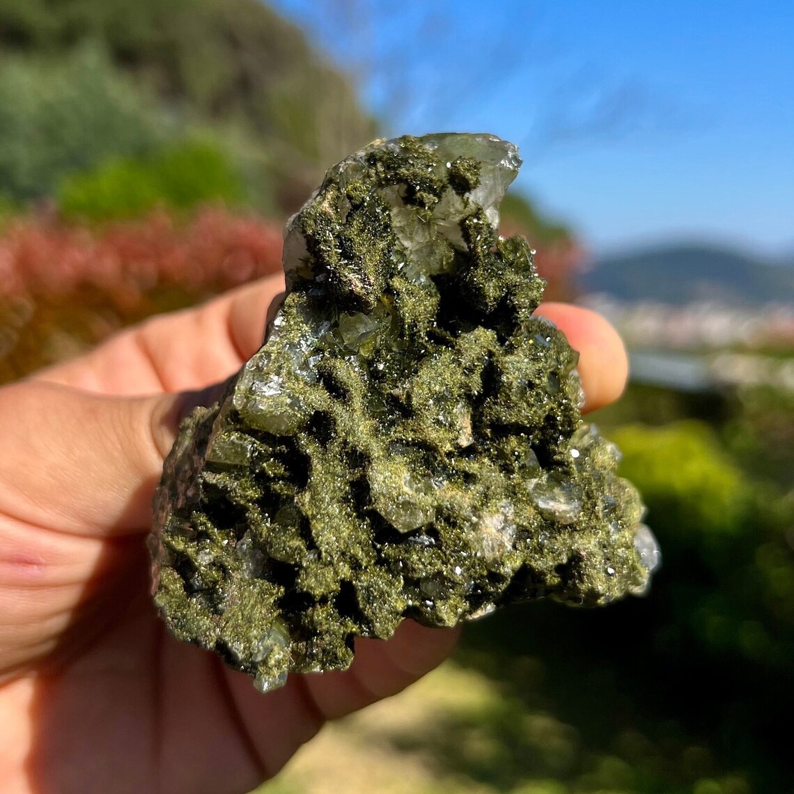 Forest Epidote Quartz Crystal Mini Minerals Stone raw Rock Stone-high ...