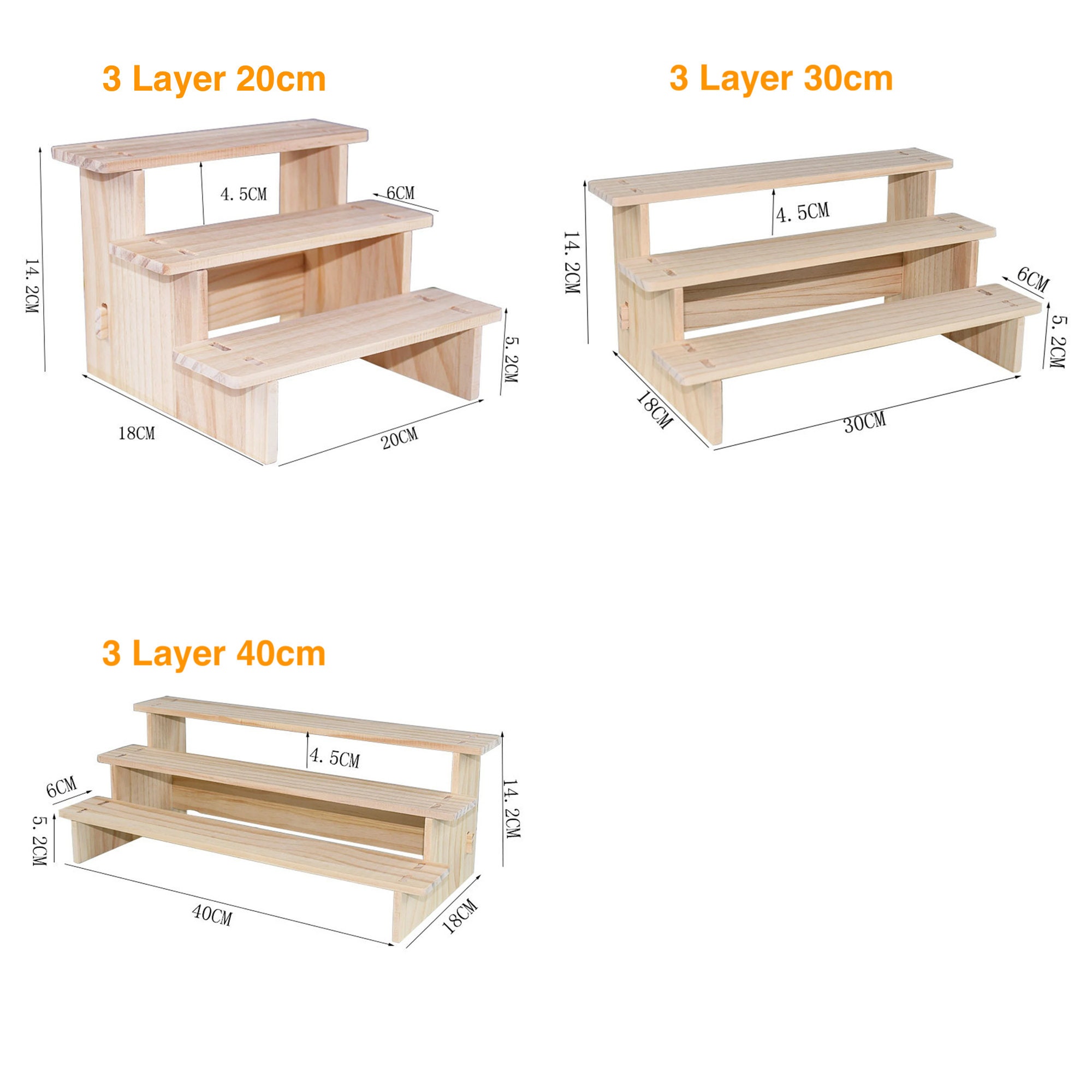 Wooden Riser Display Shelf Organizer Rectangle Wood Display Riser Stand ...