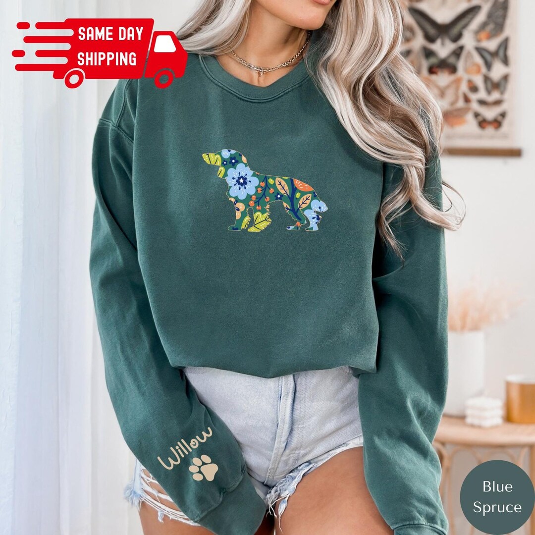 Floral English Springer Spaniel Sweatshirt, Custom Springer Spaniel ...