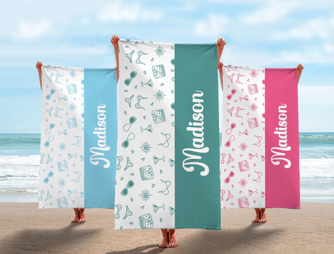 Personalized Beach Towels, Custom Name Beach Towel ,custom Text Pool ...