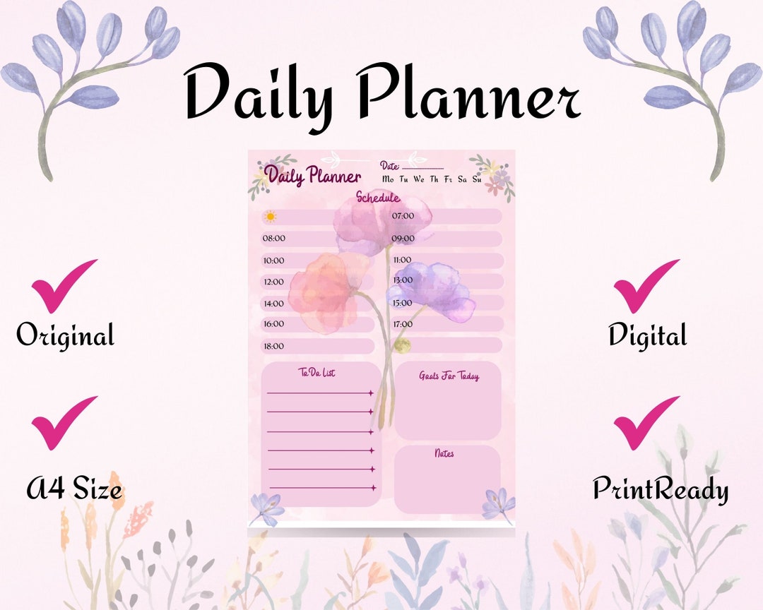 Floral Digital Planner I Printable Planner I Daily Journal for Kids - Etsy