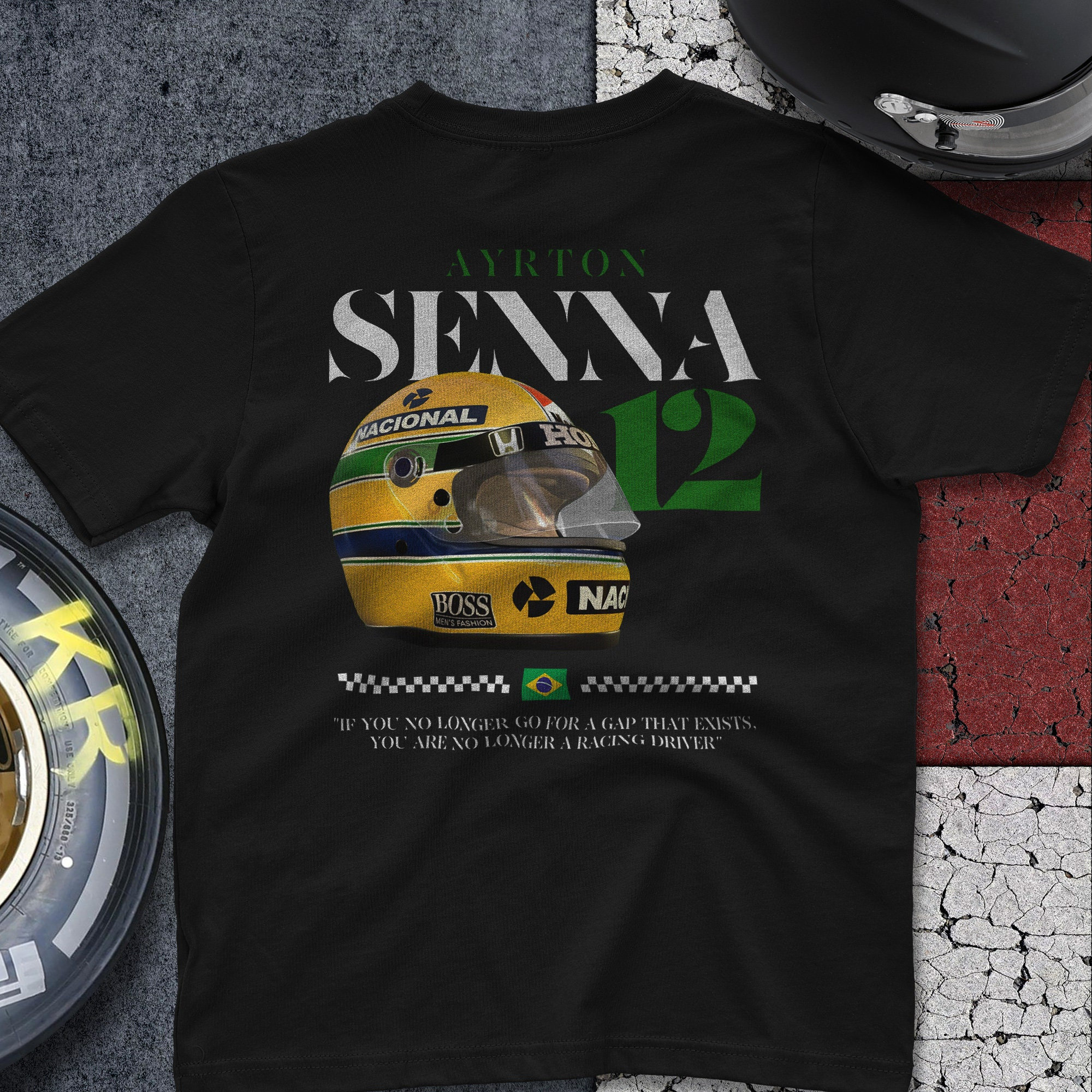 Ayrton Senna Unisex T-shirt, Senna Helmet, F1 Tee, F1 Gift, Formula 1, Racing, Brazil ...
