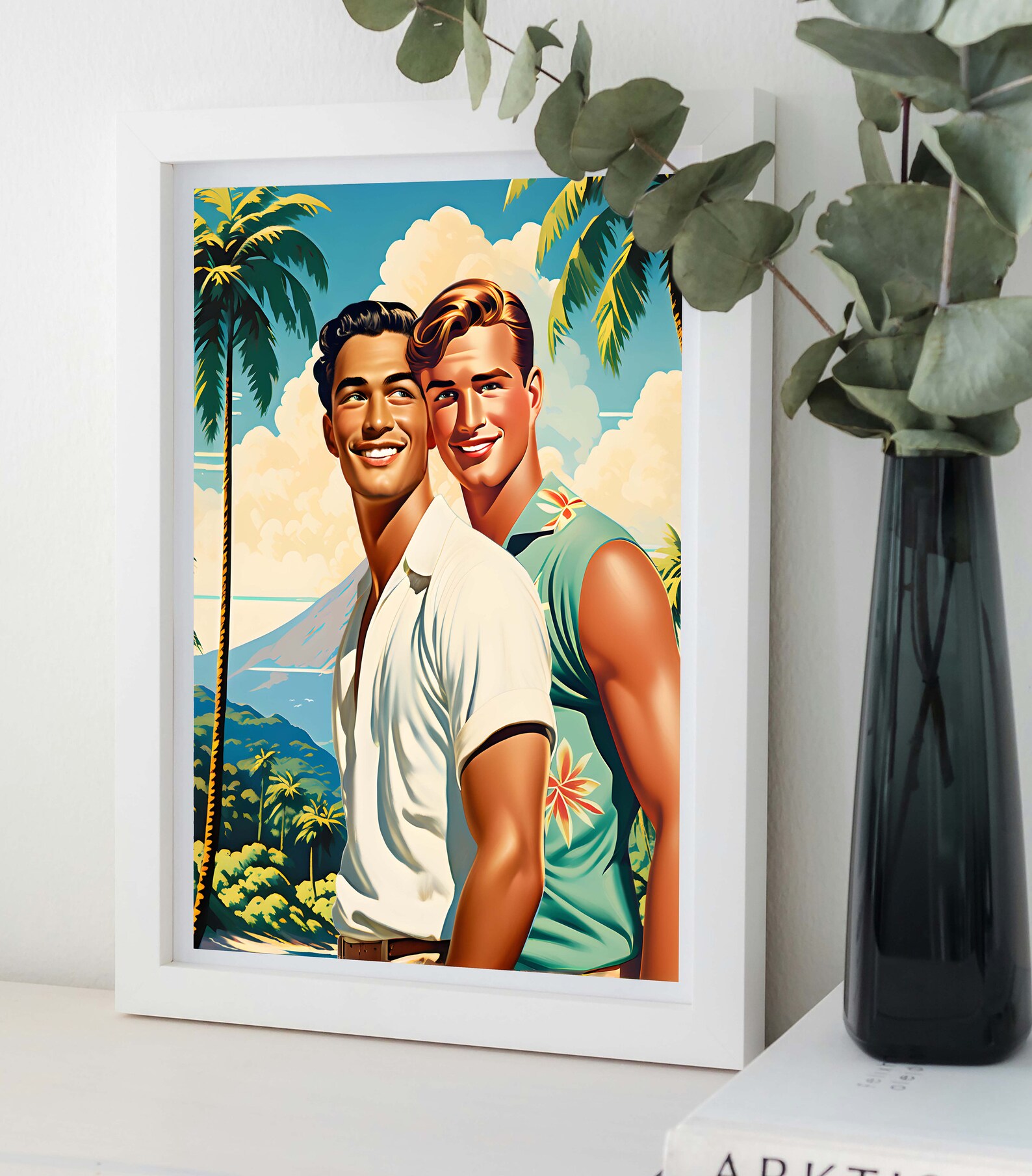 HAWAIIAN LOVERS, Vintage Style Poster, Romantic Gay, Lgbtq, Art Print ...