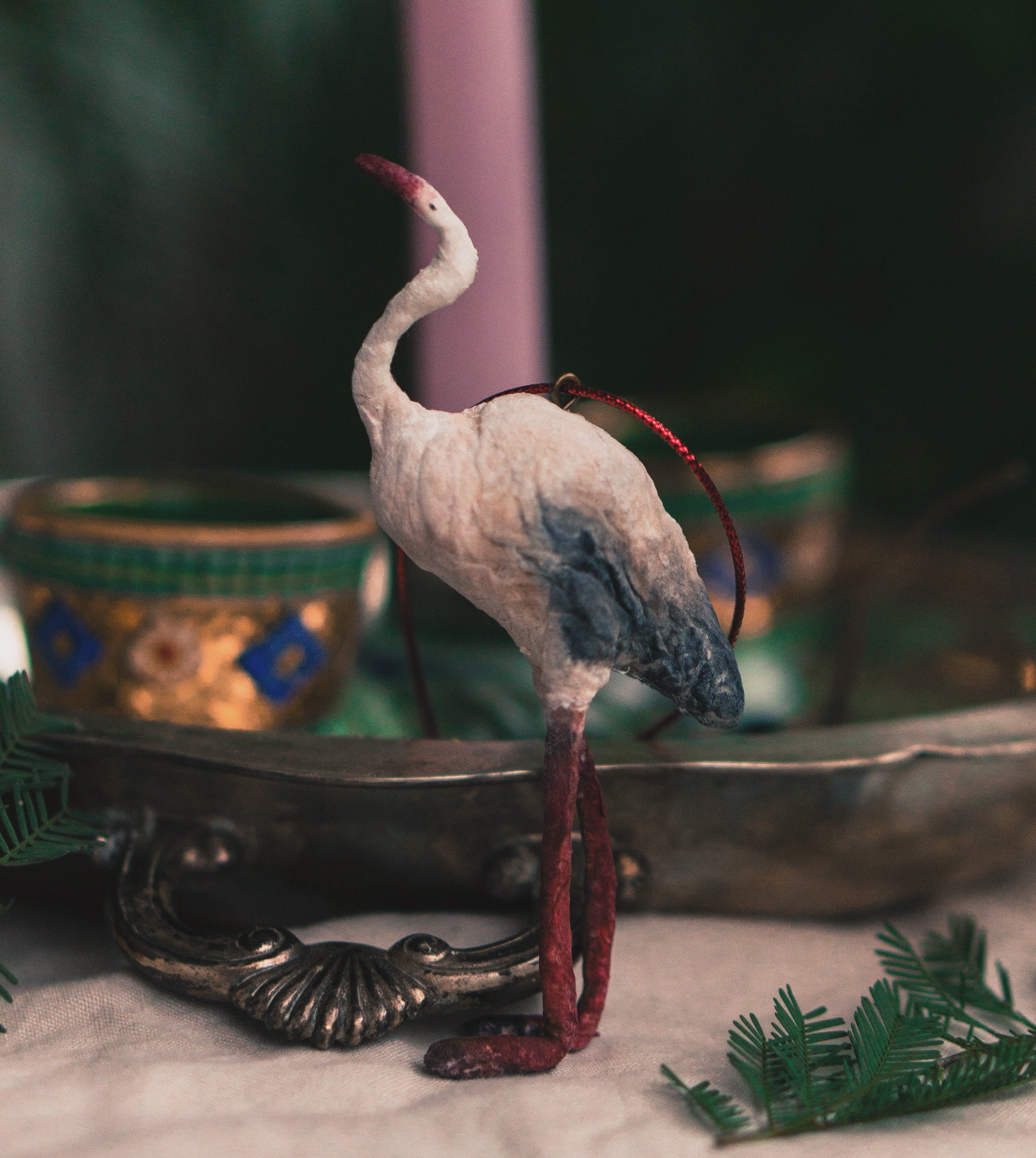 Cotton Stork in Vintage Style, Birds Decoration, Spuncotton Spinning ...