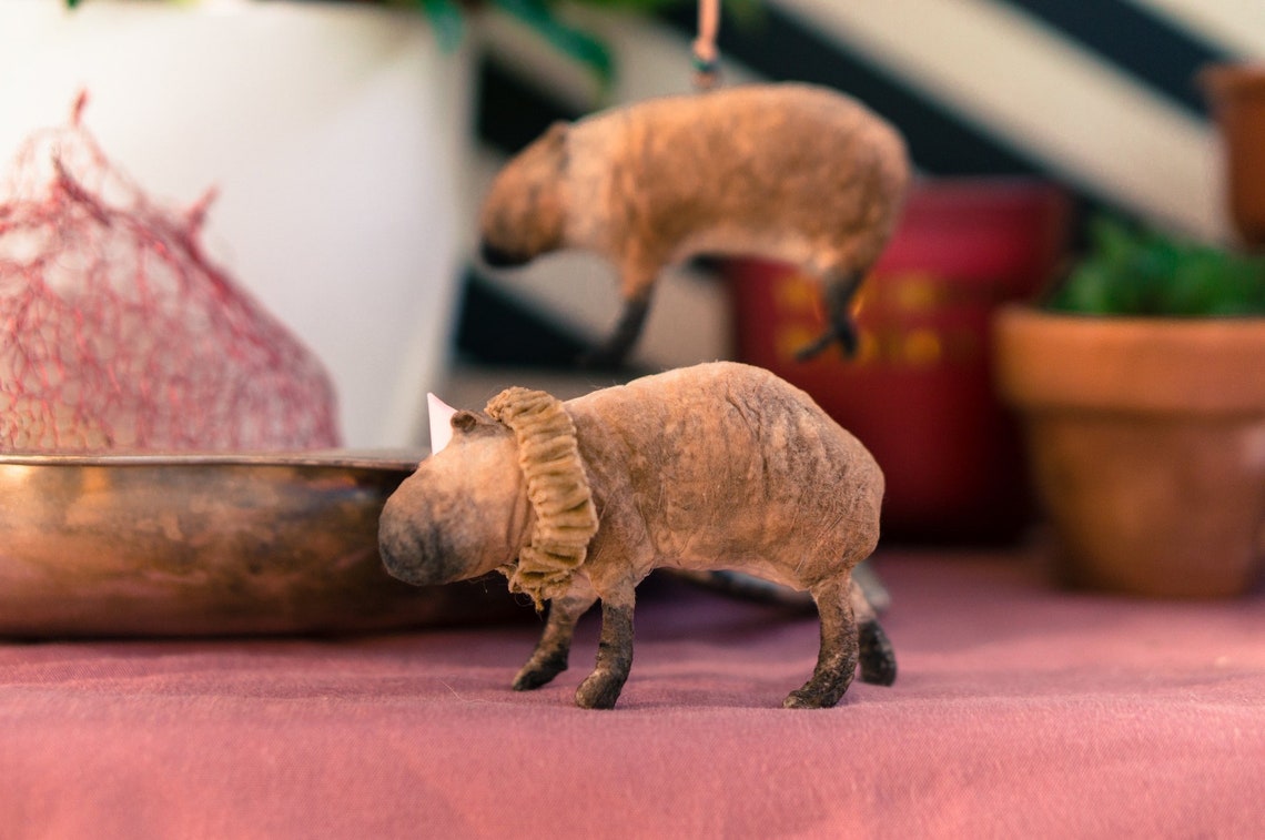 Cotton Hanging Capybara in Vintage Style, Animal Decoration, Spuncotton ...