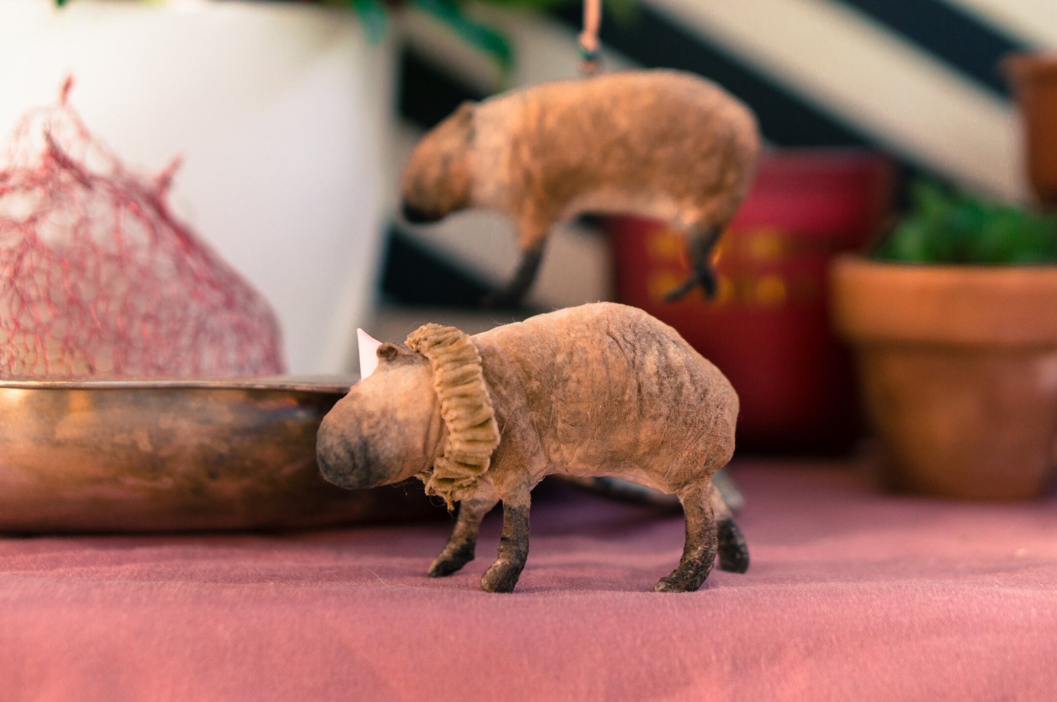 Cotton Hanging Capybara in Vintage Style, Animal Decoration, Spuncotton ...