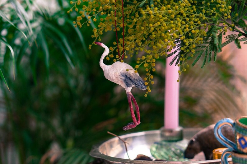 Cotton Stork in Vintage Style, Birds Decoration, Spuncotton Spinning ...