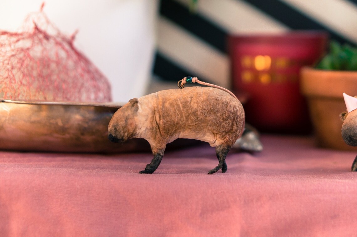 Cotton Hanging Capybara in Vintage Style, Animal Decoration, Spuncotton ...