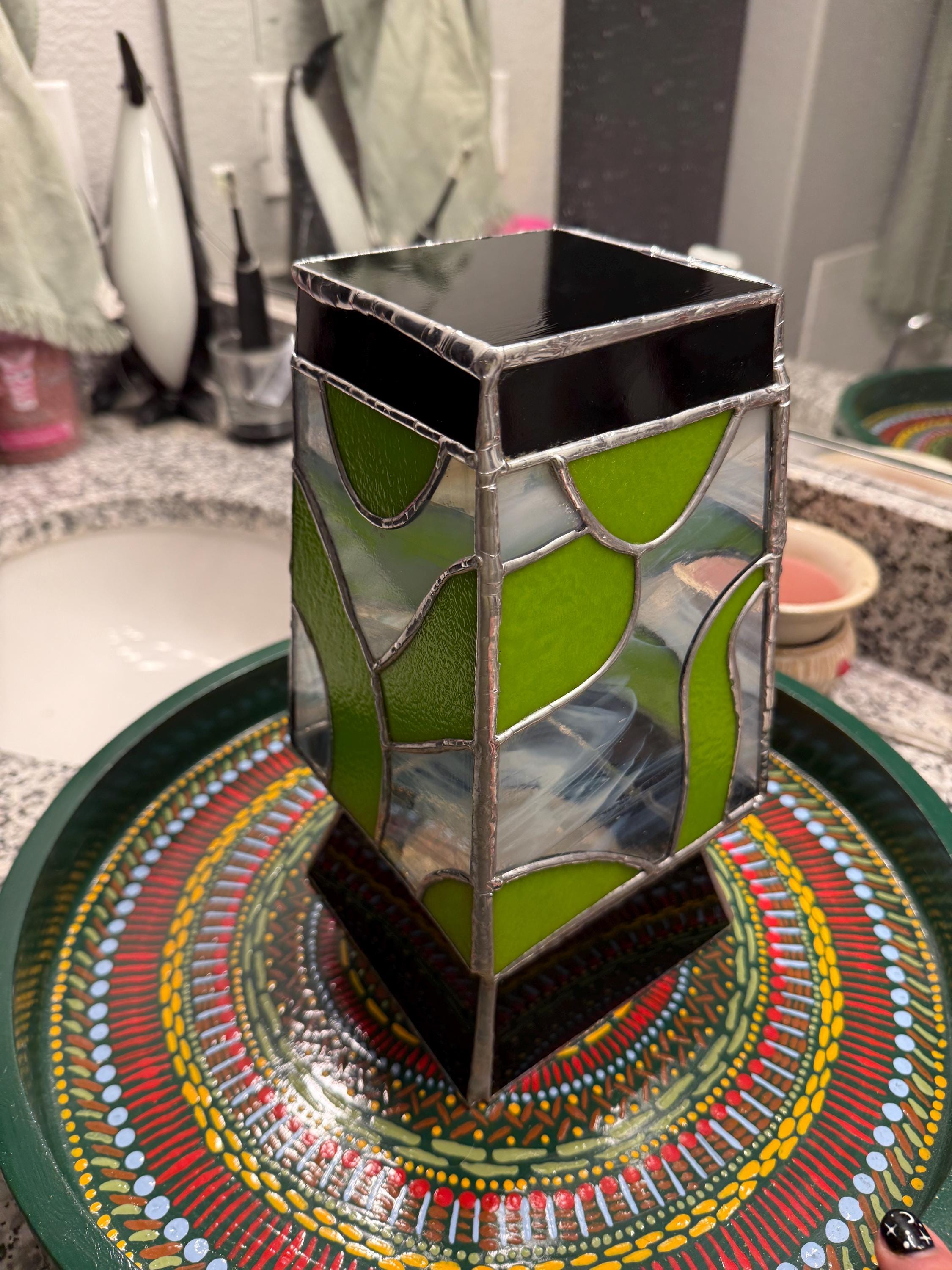 Stained Glass “lava Lamp” With LED Puck Light - Etsy