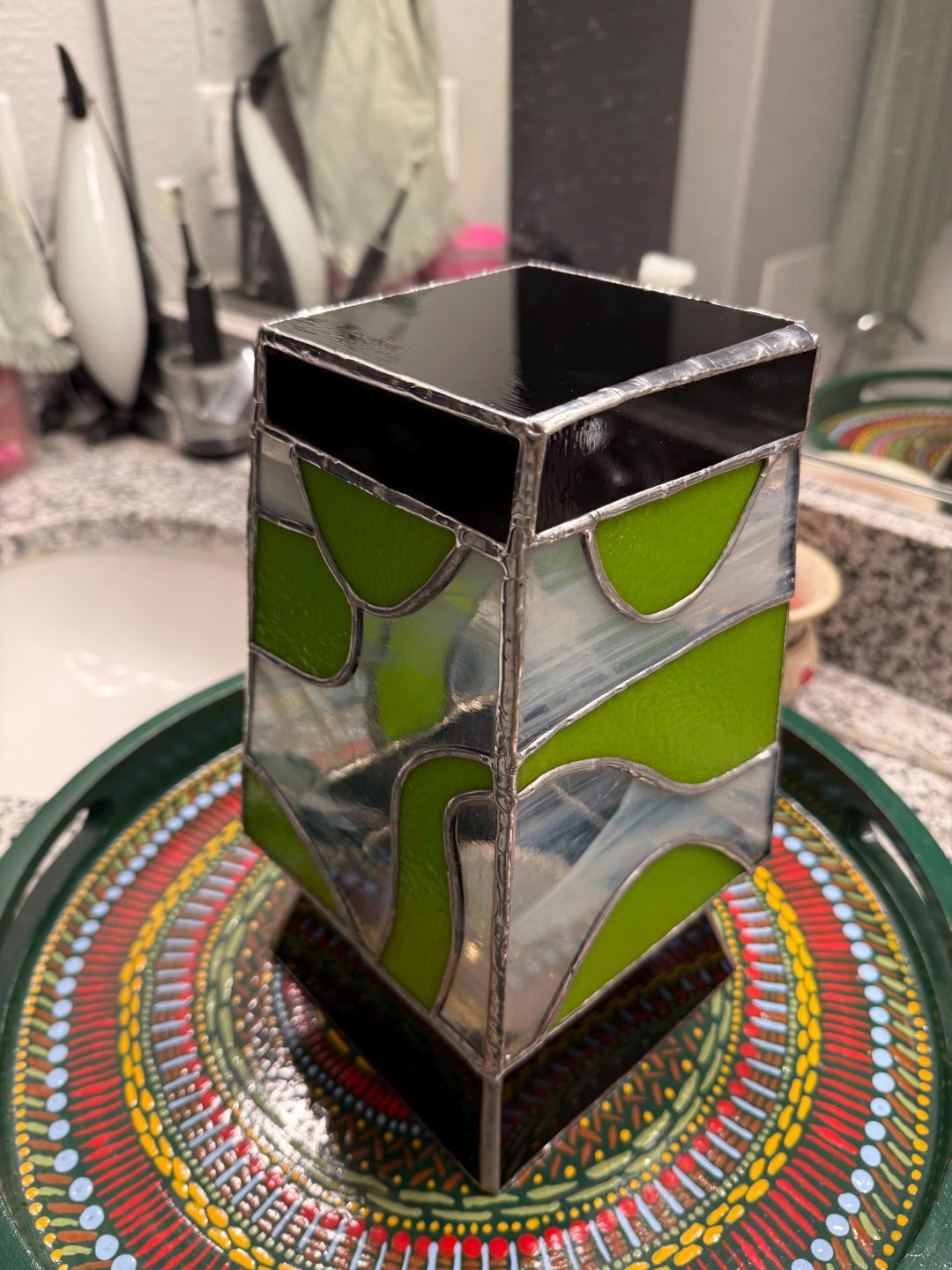 Stained Glass “lava Lamp” With LED Puck Light - Etsy