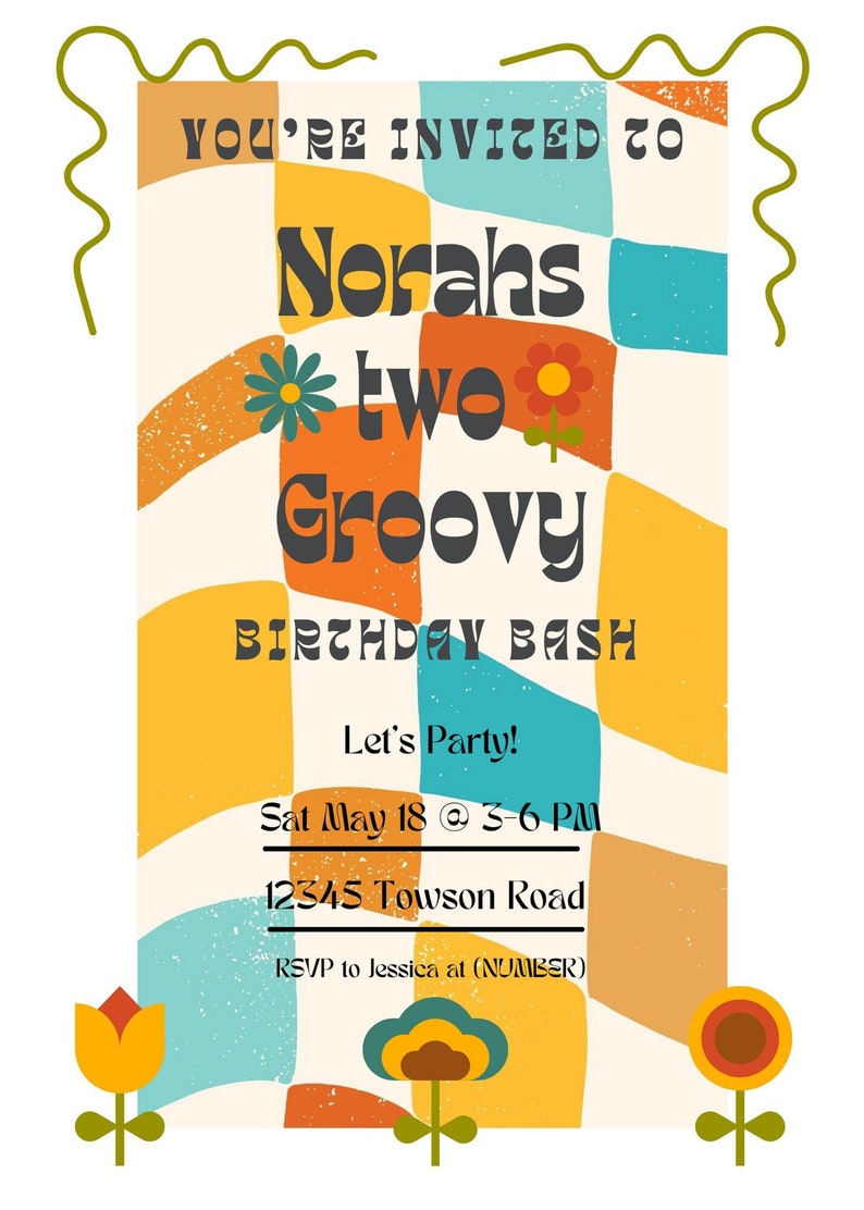 Two Groovy Birthday Invitation - Etsy