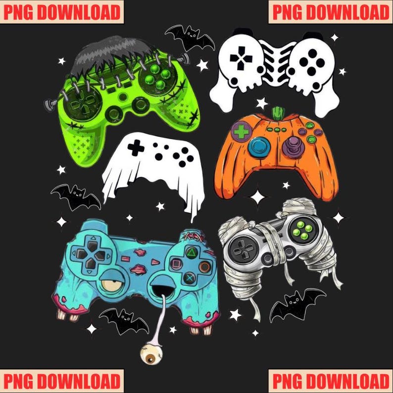 Retro Halloween Gaming Controller Png, Skeleton Zombie Halloween ...
