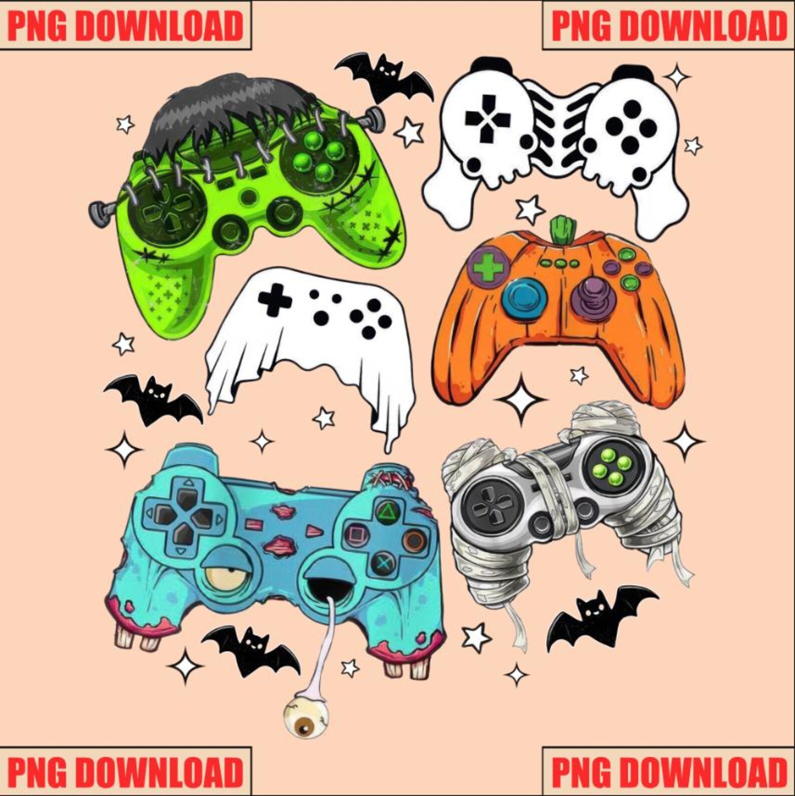 Retro Halloween Gaming Controller Png, Skeleton Zombie Halloween ...