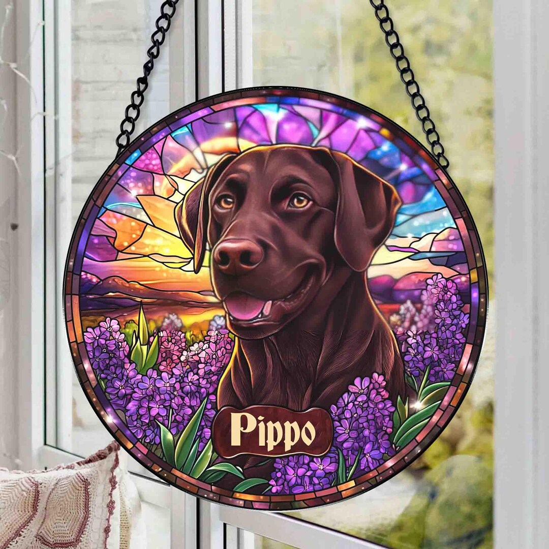 Stained Glass Dog Memorial, Pet Memorial Window Hangings, Custom Pet ...