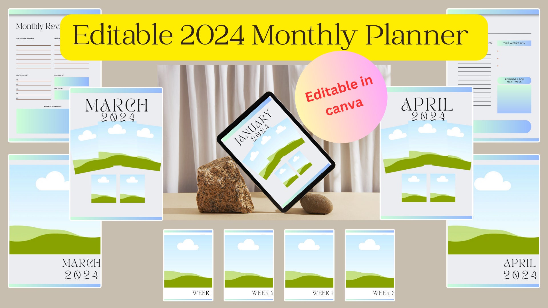 Editable 2024 Monthly and Daily Planner Planner Templates With Bonus ...