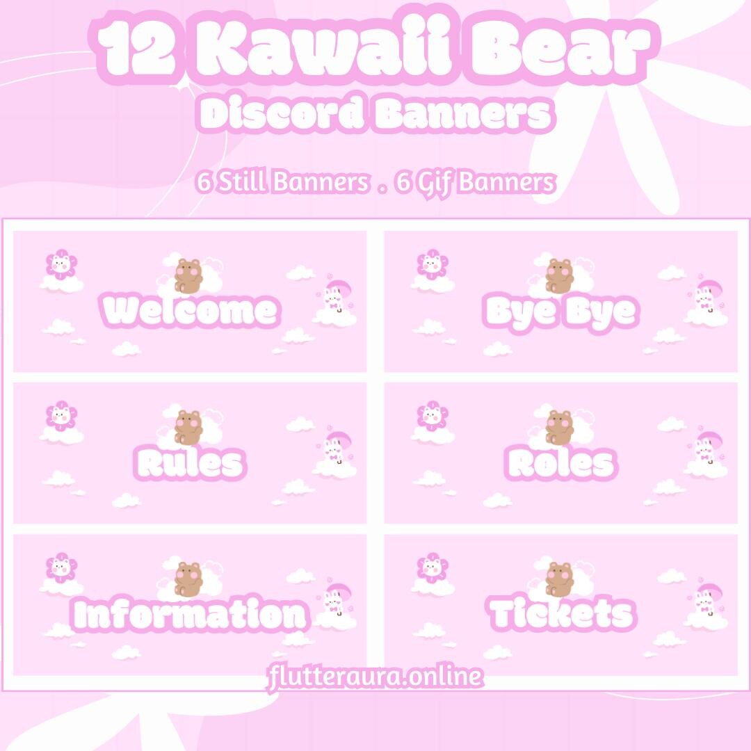 Kawaii Bear Banners Set | X12 Banners | X6 Gif | X6 Still | Welcome ...