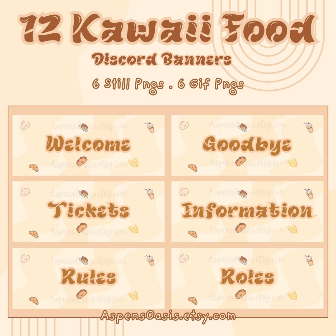 12 Kawaii Beige Food Discord Banners Still and Gif Banners Welcome Bye ...