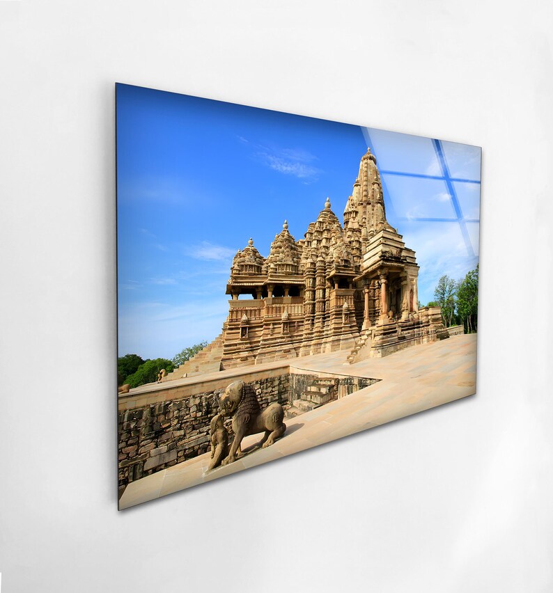 Ancient Temple Glass Wall Art, Historic Stone Architecture Photo Print ...
