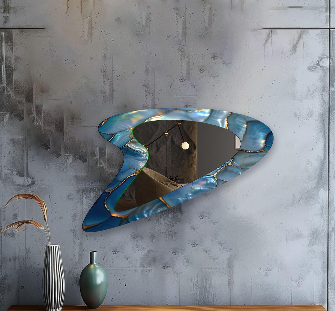 Blue Tempered Glass Wall Mirror-large Mirrors for Bathroom-modern ...