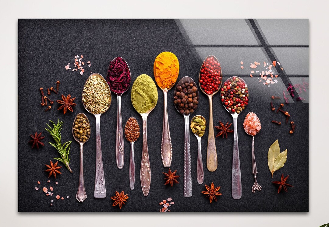 Tempered Glass Wall Art-spices Wall Decor-home Decor-large Glass Wall ...