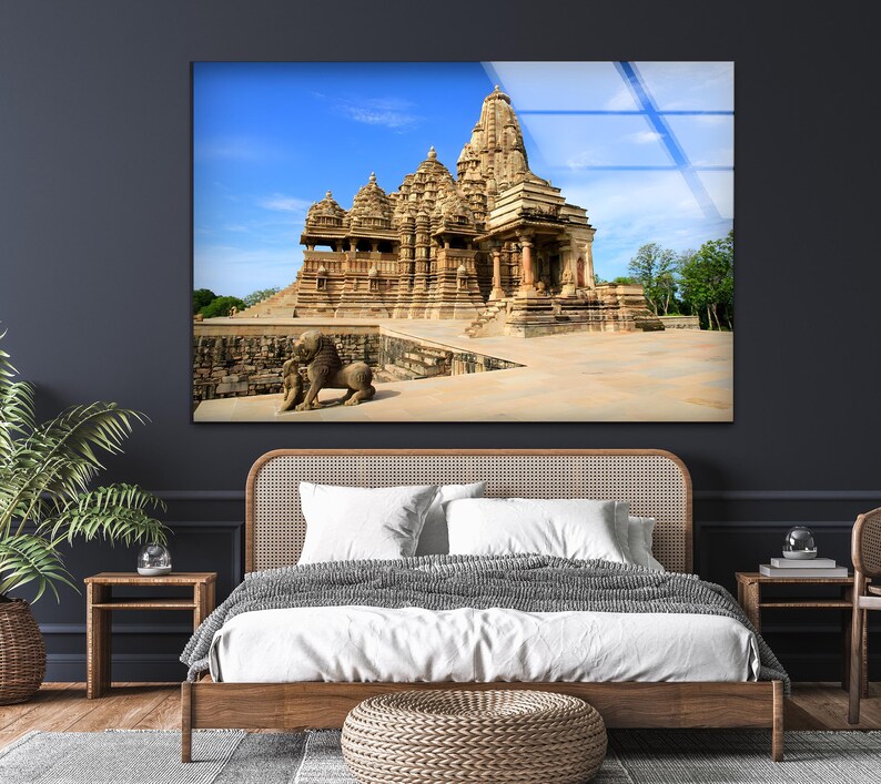 Ancient Temple Glass Wall Art, Historic Stone Architecture Photo Print ...