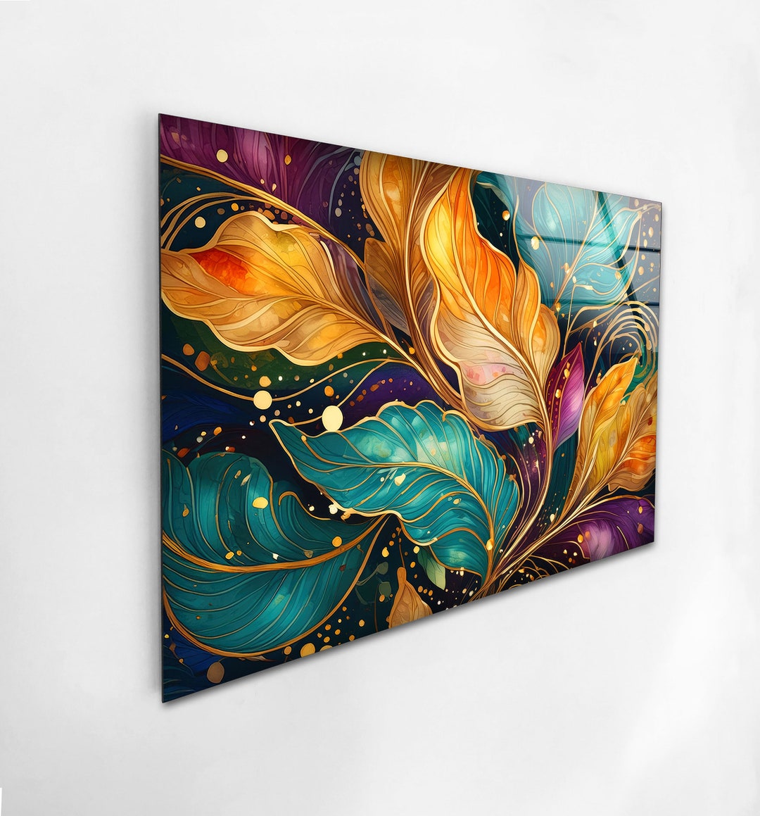 Tempered Glass Art, Glass Printing Art, Tempered Glass Wall Art, Floral ...