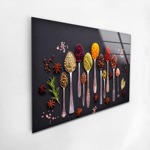 Tempered Glass Wall Art-spices Wall Decor-home Decor-large Glass Wall ...