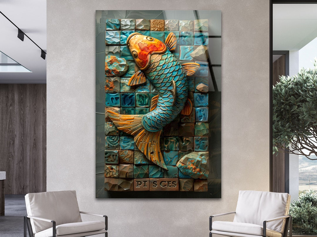 Tempered Glass Fish Wall Art: Modern Home Decor - Etsy