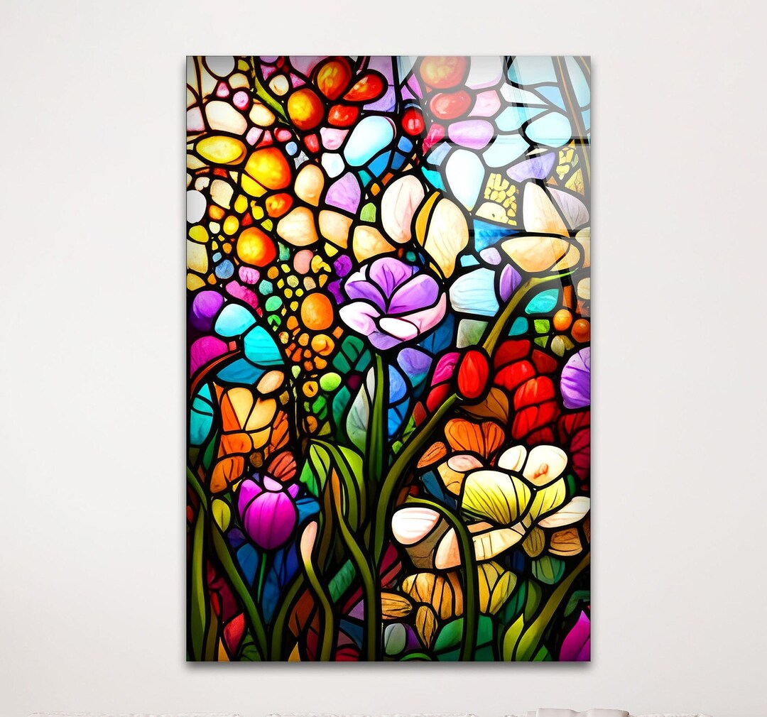 Tempered Glass Art Glass Printing Art Tempered Glass Wall Art Glass Wall Decor Floral Decor
