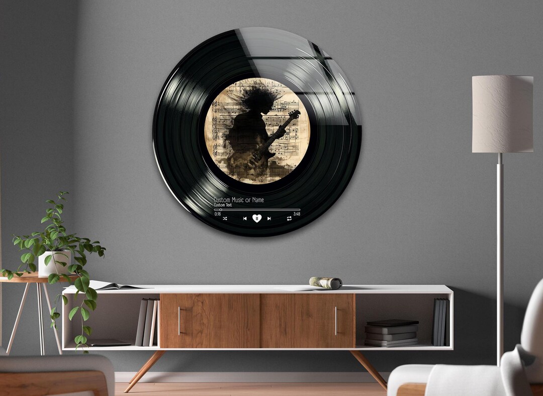 Custom Vinyl Record Glass Table – Round Tempered Glass With Music and ...