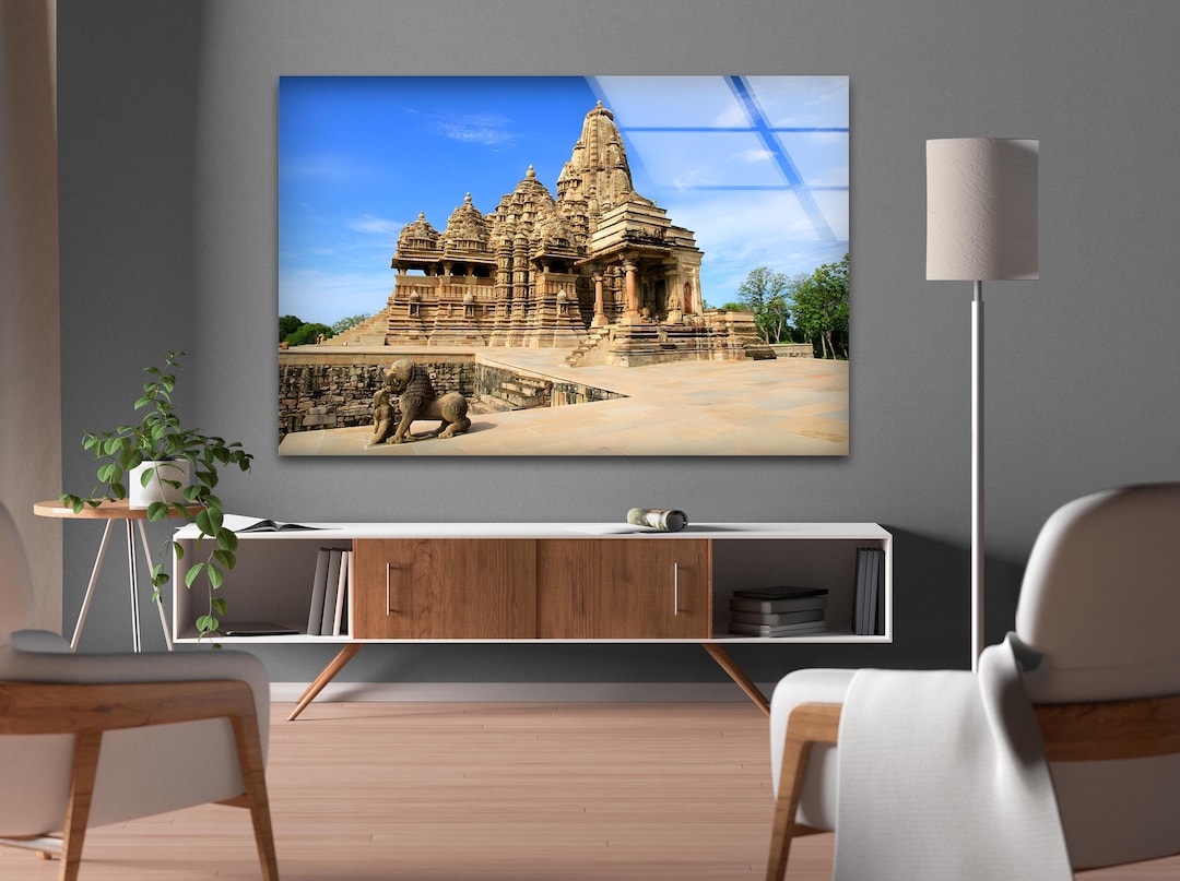 Ancient Temple Glass Wall Art, Historic Stone Architecture Photo Print ...