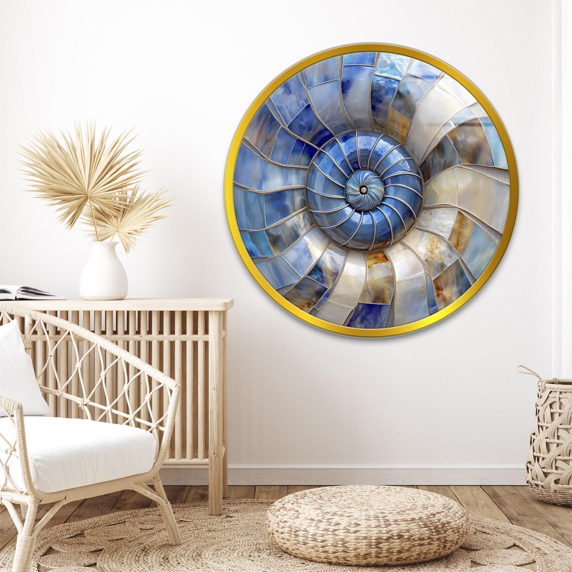 Ocean Shell Spiral Glass Wall Art: Coastal Nautilus Decor - Etsy