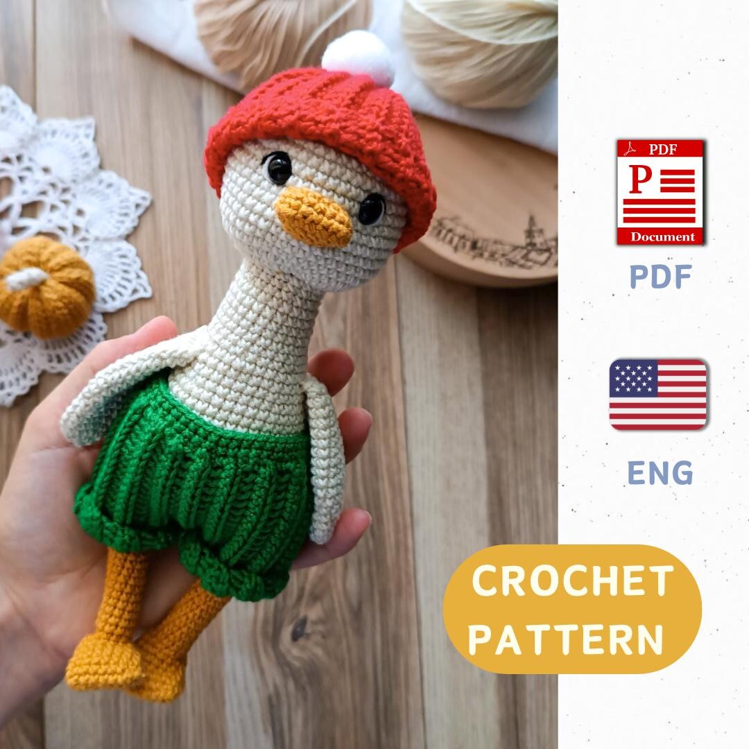 Crochet Goose Pattern, Crochet Duck in the Pants and Hat, Amigurumi ...